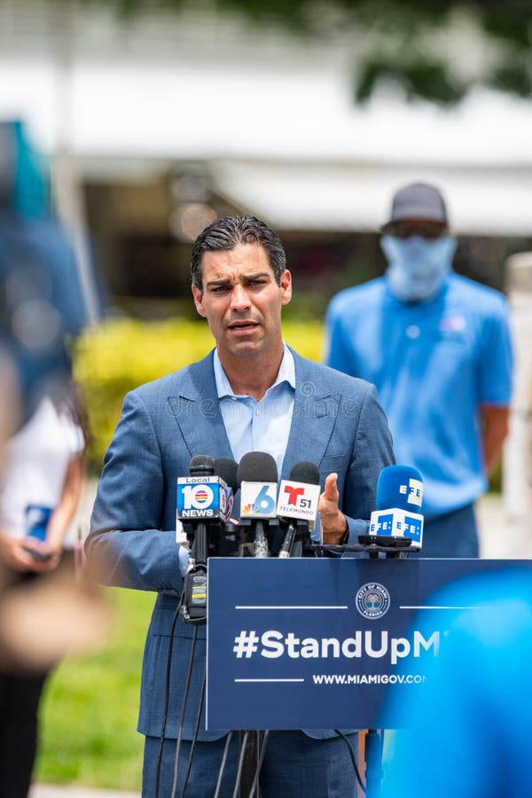 Mayor Francis Suarez Giving a Speech at Downtown Miami after George ...