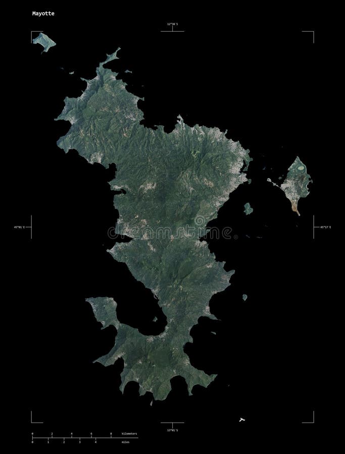 Mayotte Shape on Black. High-res Satellite Stock Illustration ...