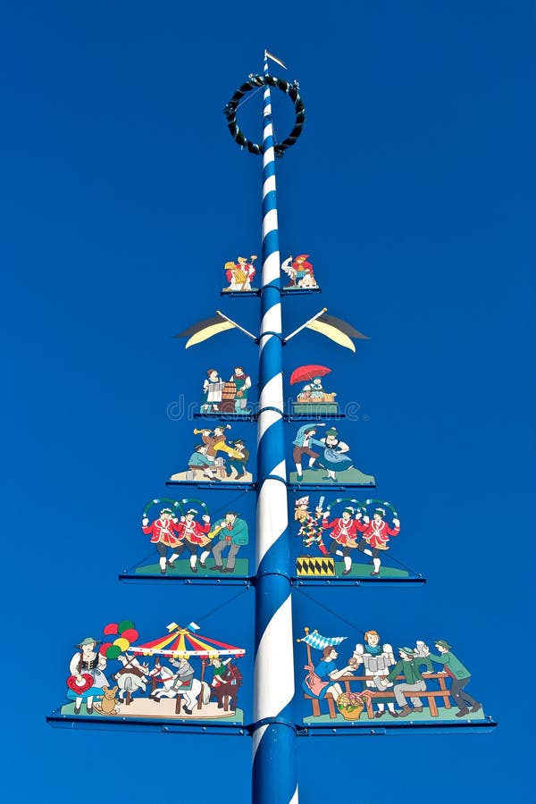 Traditional Bavarian Maypole Stock Image - Image of countryside ...