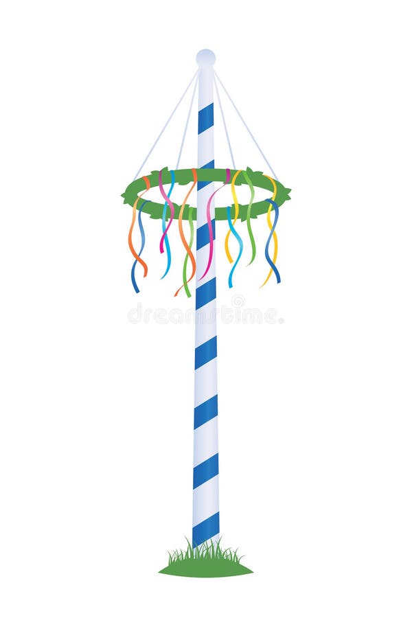 Maypole with Colorful Ribbons Isolated on White Background Stock Vector ...
