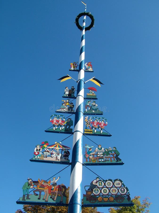 Maypole at Farmers Market Munich Stock Image - Image of white, symbols ...