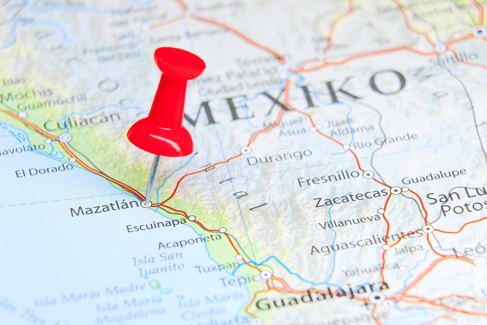 Mazatlan, Mexico Pin on Map Stock Image - Image of earth, tour: 337476335