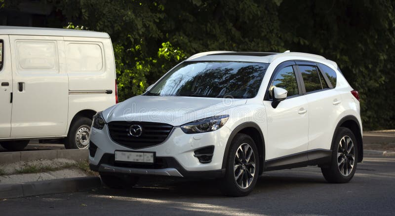 Mazda white crossover car. editorial stock image. Image of bumper ...