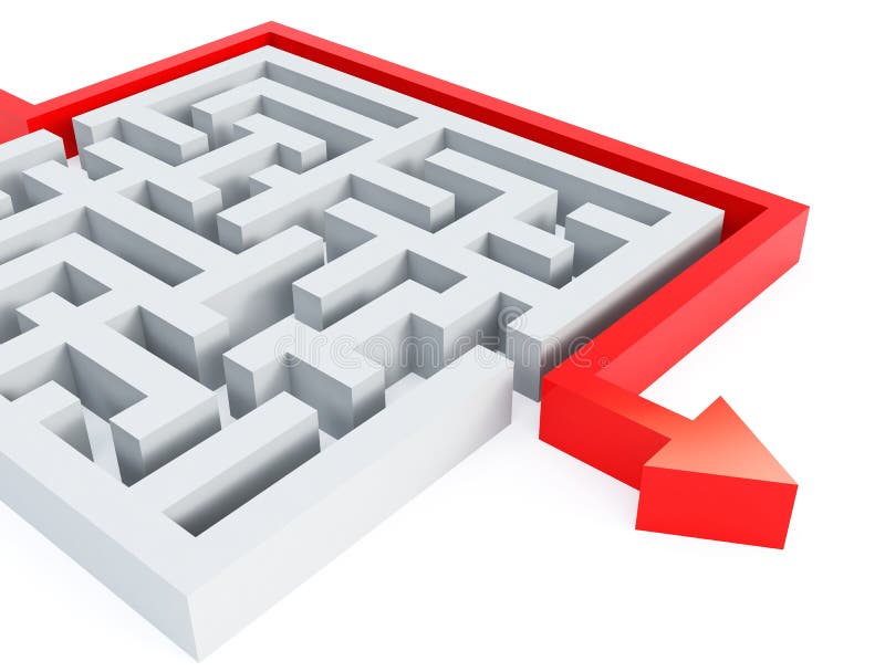 Green Arrow Breaks through Maze Walls Stock Illustration - Illustration ...