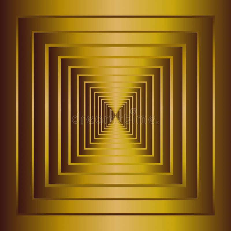 3 D Square Vortex Background in Gold, Stock Vector - Illustration of ...