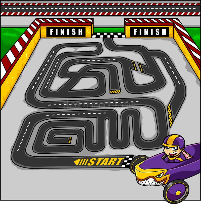 Cartoon Maze Game Education for Kids Help a Sports Car Race To Reach ...