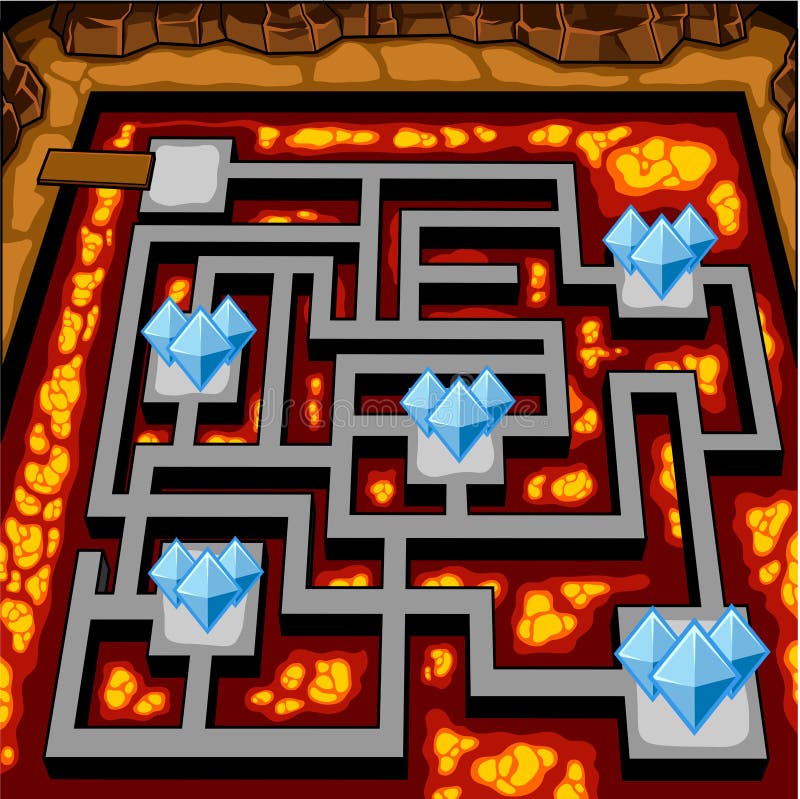 Cartoon Maze Game Education for Kids Collect All Diamonds, Passing ...