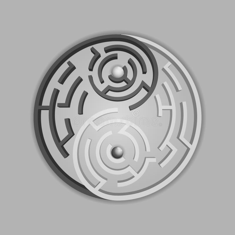 Yin Och Yang Labyrinth Symbol Stock Illustrationer - Illustration av ...