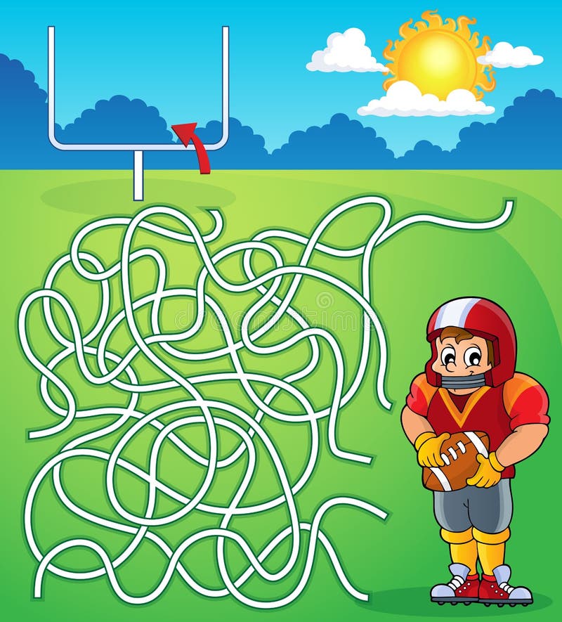 Maze 5 with soccer player stock vector. Illustration of happy - 42167312