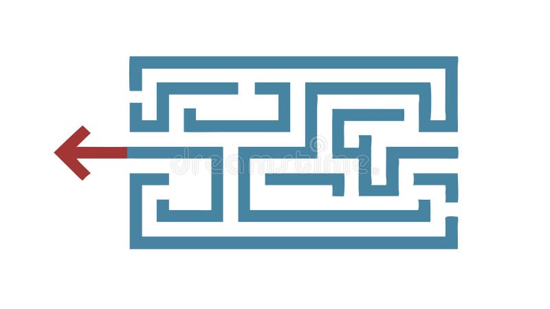Maze with an Arrow Showing an Exit for Problem Solving, Vector Design ...