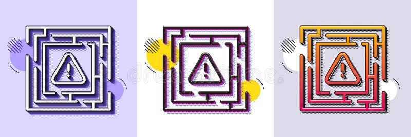 Maze Attention Line Icon. Labyrinth Important Warning Sign. Halftone ...