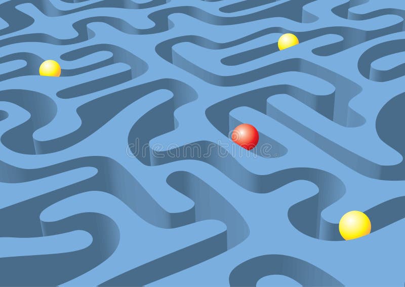 Maze with the Balls Traveling Stock Vector - Illustration of brain ...