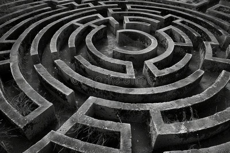 Maze in Black and White stock image. Image of abstract - 312406101