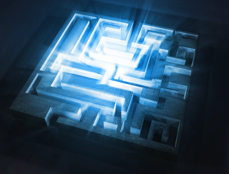 Maze with Blue Light Aura Inside Stock Illustration - Illustration of ...