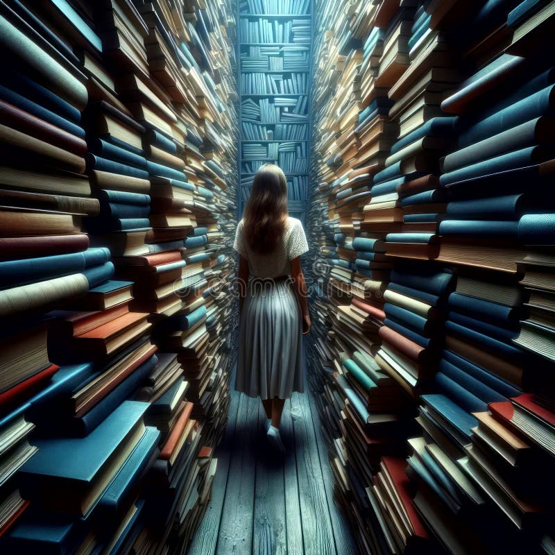 A very narrow Book maze stock illustration. Illustration of abstract ...