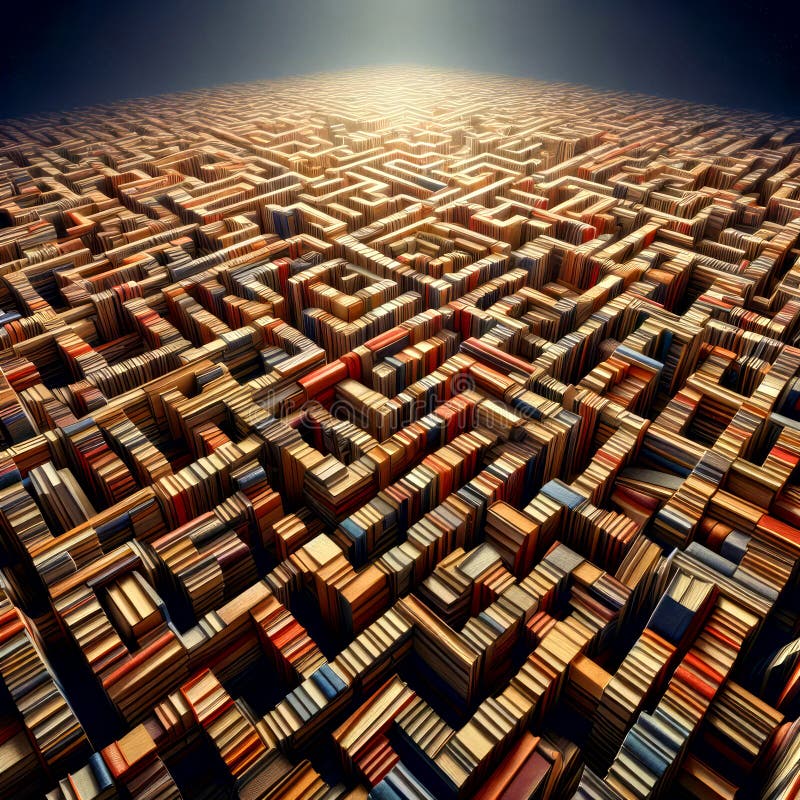 Very large maze of books. stock illustration. Illustration of abstract ...