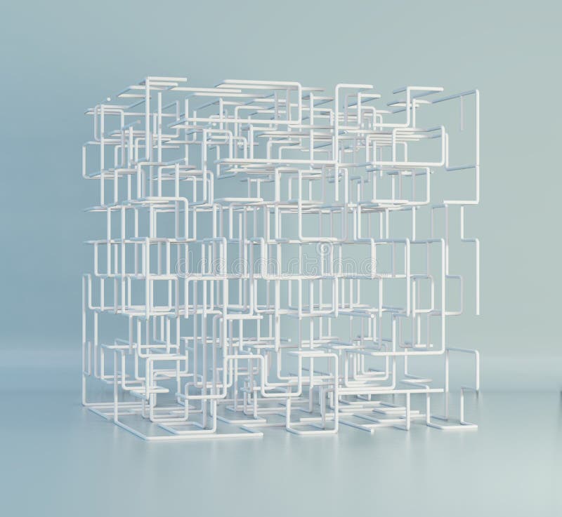 Maze Boxes Background. Modern Technology with Square Mesh. Geometric ...