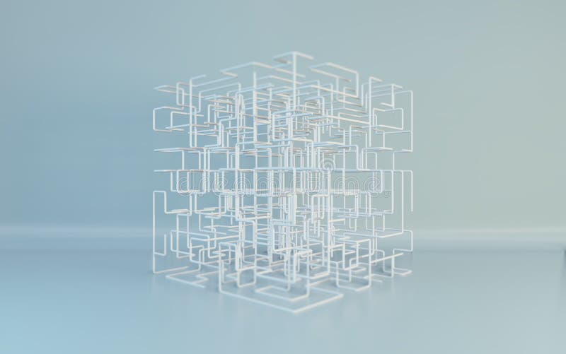 Maze Boxes Background. Modern Technology with Square Mesh. Geometric ...