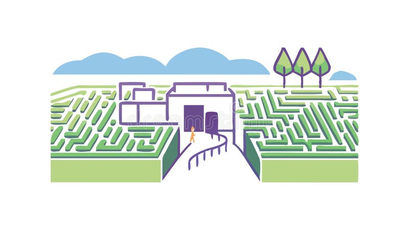 Maze Building Challenge, Strategy Game, Complex Path, Flat Design ...