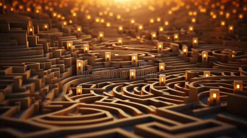 A Maze with Candles in the Middle of it. Generative AI Image. Stock ...