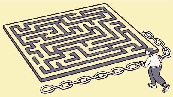 Maze with Chain, Complexity and Solution Concept Vector Design Generative AI Stock Vector ...