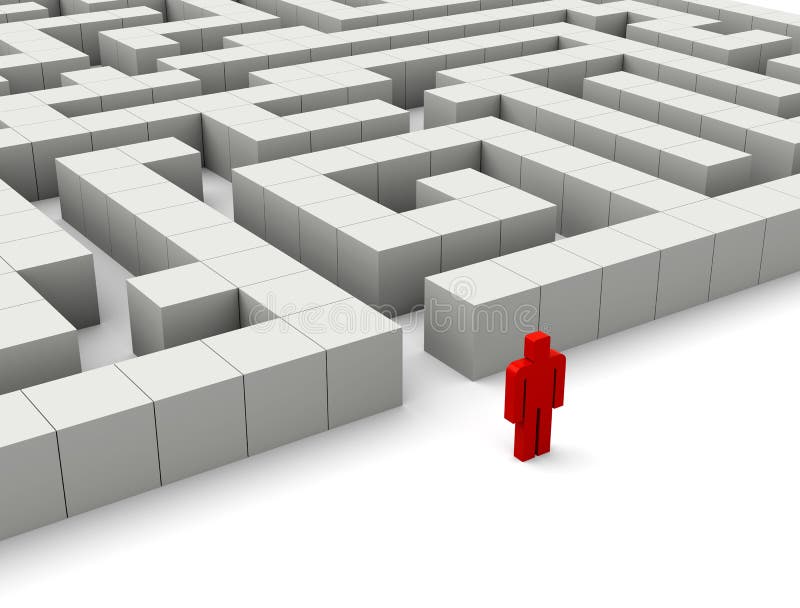 Maze and character stock illustration. Illustration of success - 159936202