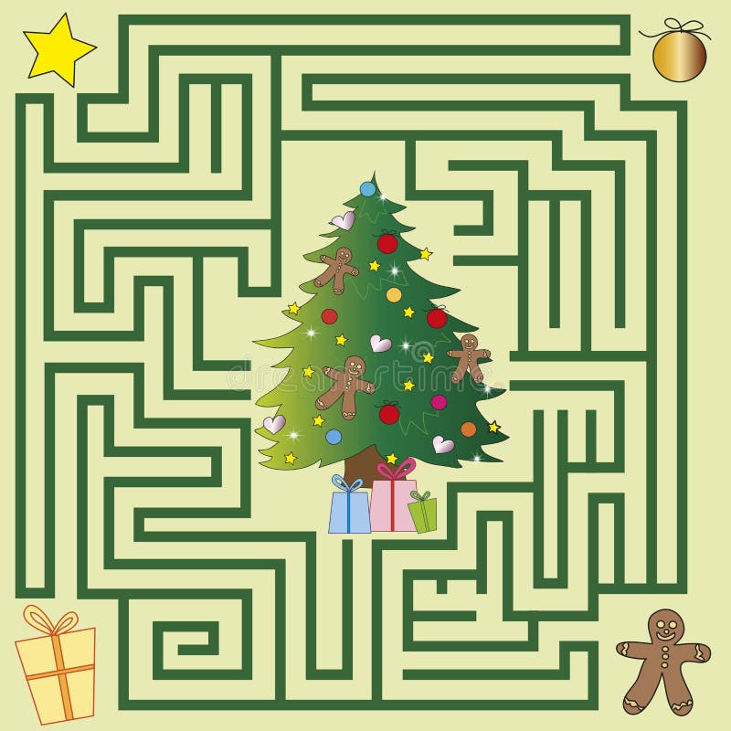 Christmas labyrinth stock illustration. Illustration of white - 17155367