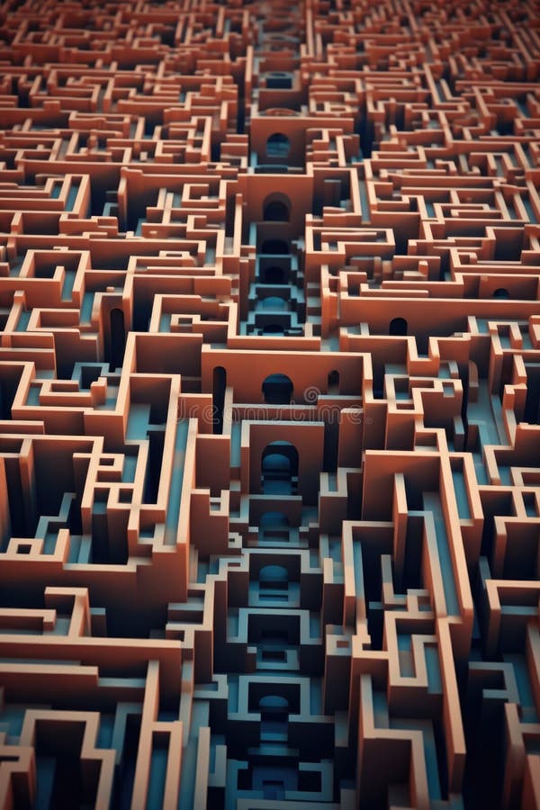A Maze with a Clock in the Middle of it, AI Stock Illustration ...