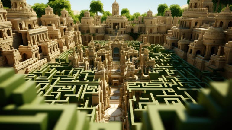 A Maze with a Clock in the Middle of it. Generative AI Image. Stock ...