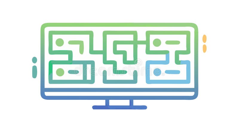Maze On Computer Screen Problem Solving Vector Design Generative Ai Stock Vector