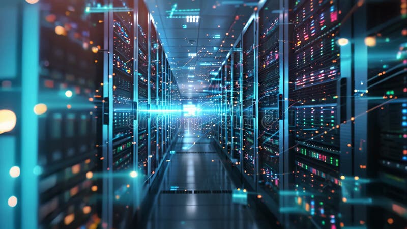 A Maze of Computer Servers and Processors Work in Unison To Deliver ...