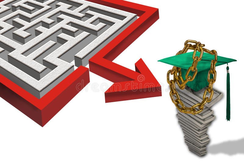 Maze and cost of education stock illustration. Illustration of money ...