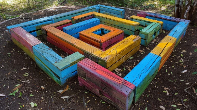 A Maze Created from Discarded Pallets and Painted with Vibrant Colors ...