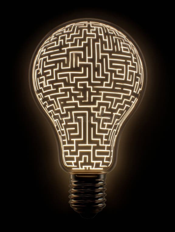 Maze Design Glowing within a Lightbulb Shape Creates an Intriguing ...