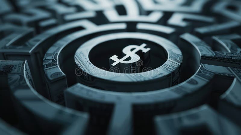 A Maze with a Dollar Sign at the Center, Symbolizing Navigating Stock ... A Maze with a Dollar Sign at the Center, Symbolizing Navigating Stock ...