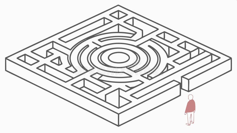 Maze with Figure, Human Scale Puzzle Illustration Vector Design ...