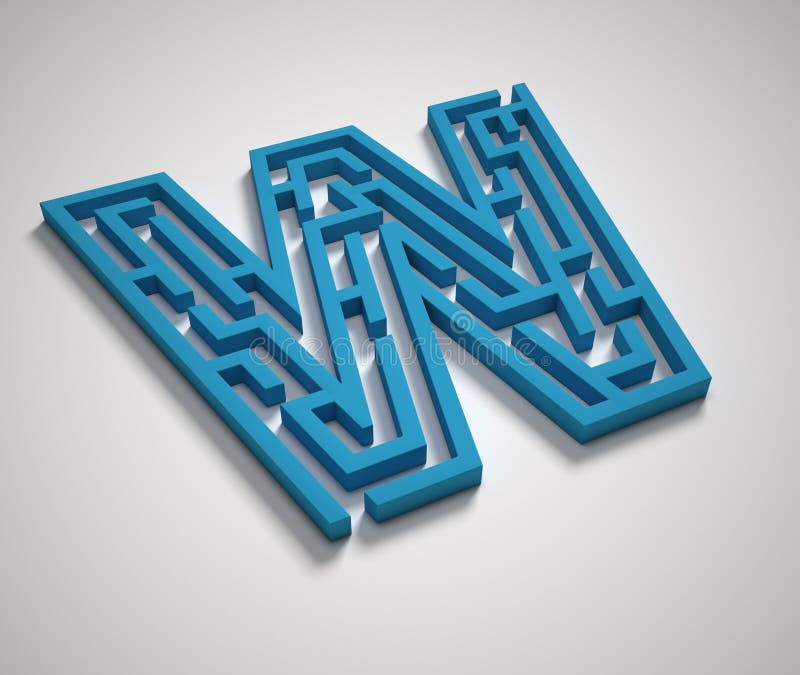 Maze Font 3d Rendering Letter W Stock Illustration - Illustration of ...
