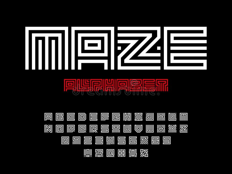 Maze font stock vector. Illustration of outline, square - 157099029