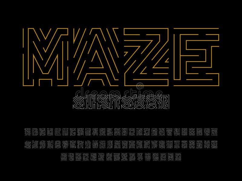 Maze font stock vector. Illustration of decoration, minimal - 157099008