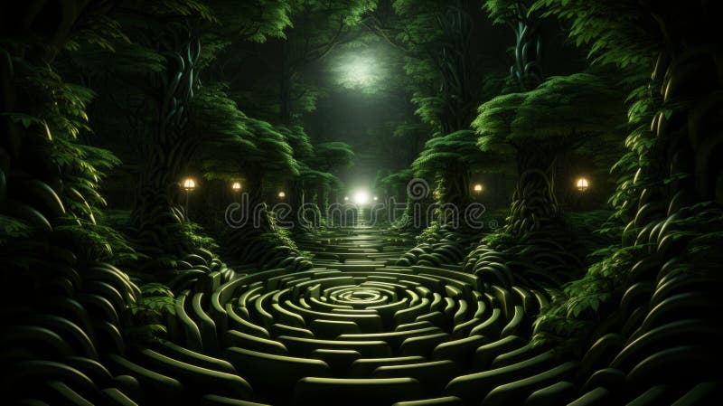 A maze in a forest stock illustration. Illustration of cave - 301540723