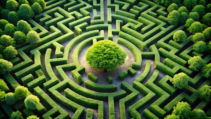 A Maze in a Forest with a Tree in the Middle (1) Ai Stock Illustration ...