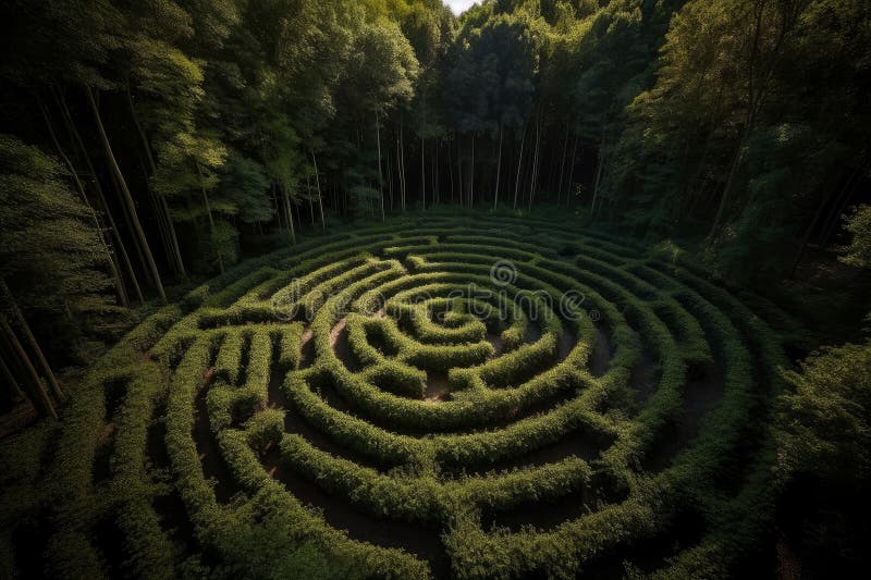 Maze Forest Tree in Middle. Generate Ai Stock Illustration ...