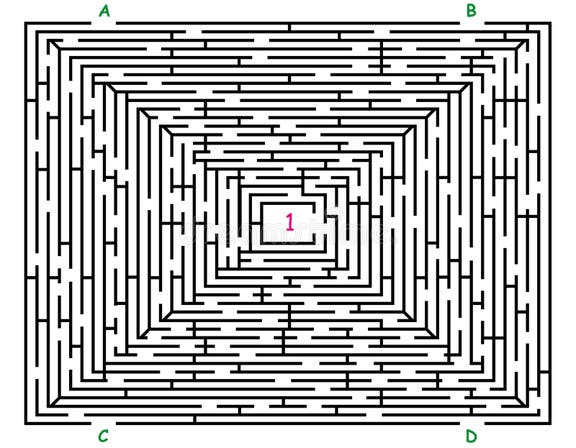 Maze with four entries stock vector. Illustration of solution - 21885559