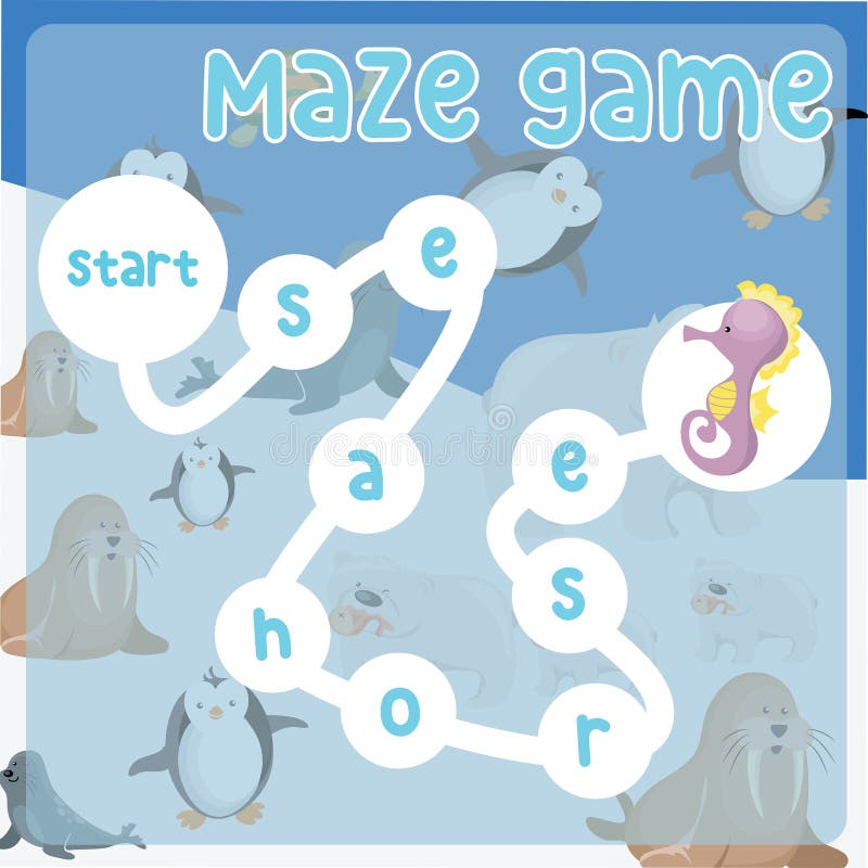 Maze Game Worksheet for Preschool. Educational Printable Sheet Stock ...