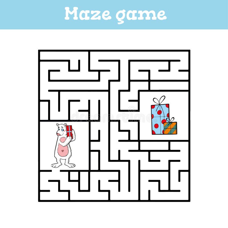 Maze Game for Children Cute Cartoon Worksheet Stock Vector ...