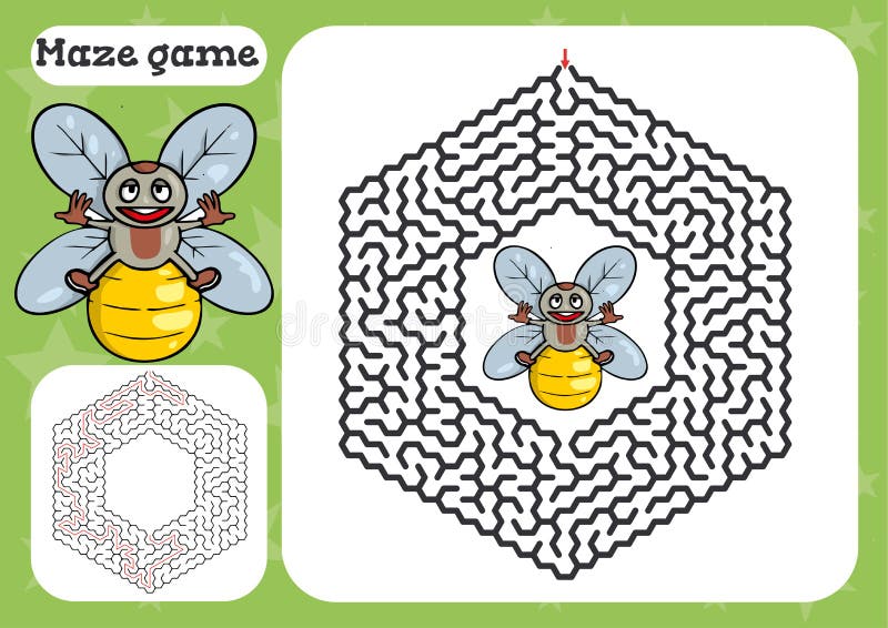 Maze Game for Children Cute Cartoon Worksheet Stock Vector ...