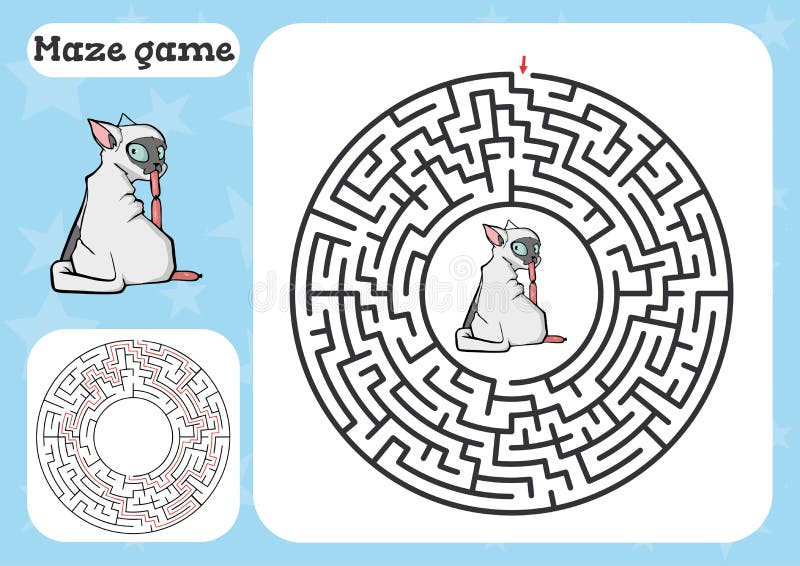 Maze Game for Children Cute Cartoon Worksheet Stock Vector ...