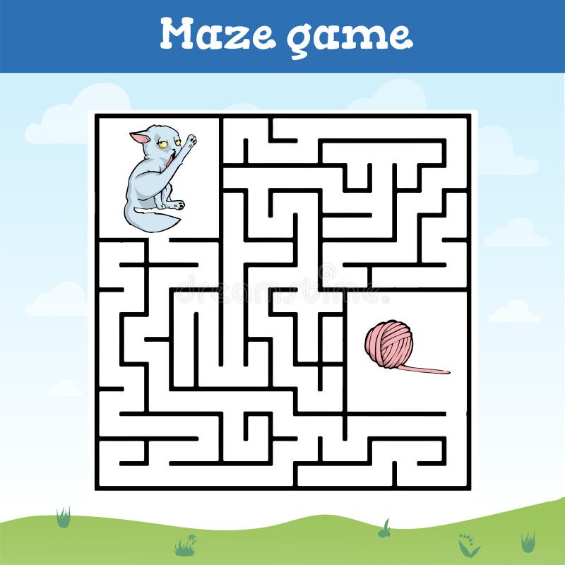 Maze Game for Children Cute Cartoon Worksheet Stock Vector ...