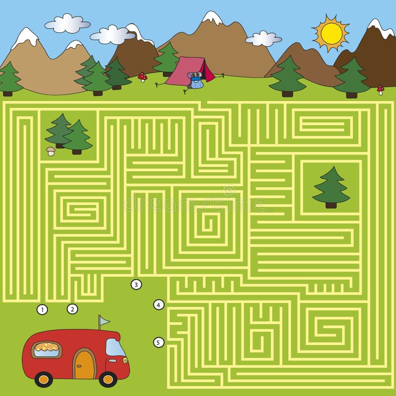Activity Page for Kids. Educational Game. Maze and Find Objects Theme ...
