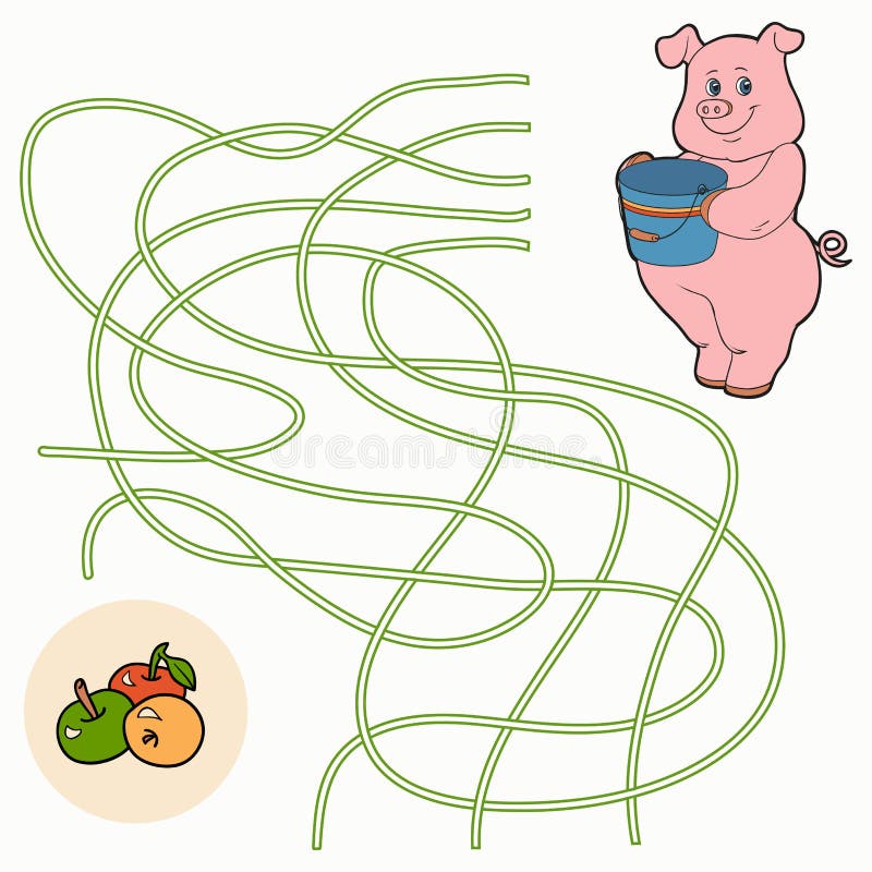Maze Game for Children (pig) Stock Vector - Illustration of confusion ...
